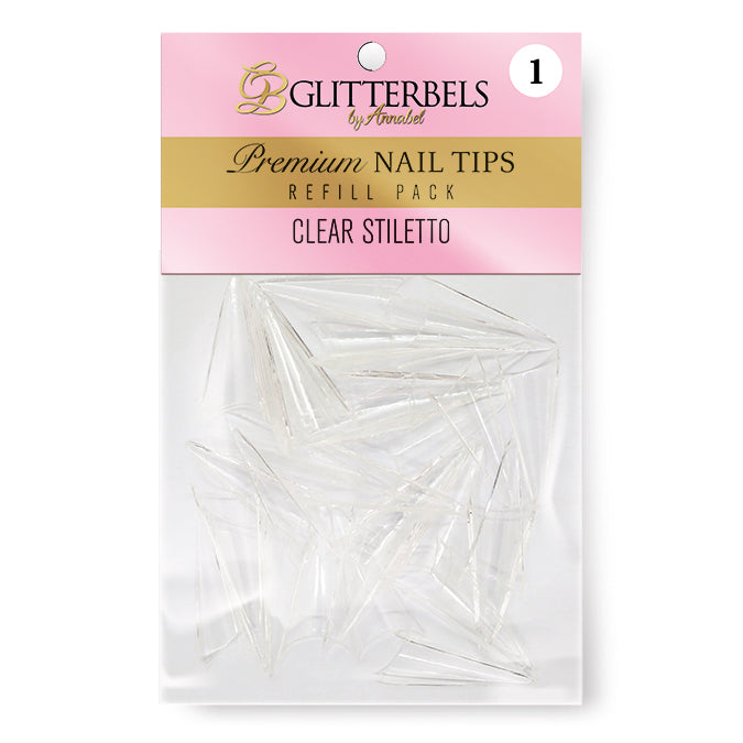 Clear Stiletto Tips Refill Pack of 50 – Glitterbels